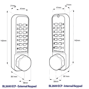BL2621 ECP - Marine grade, tubular latch & back to back keypads with ECP coding chamber - Borg Locks
