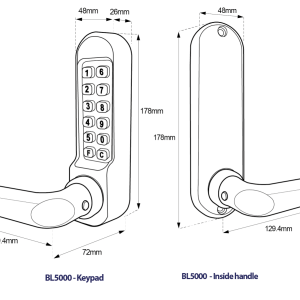 BL5000 Round Bar Lever Handle Keypad