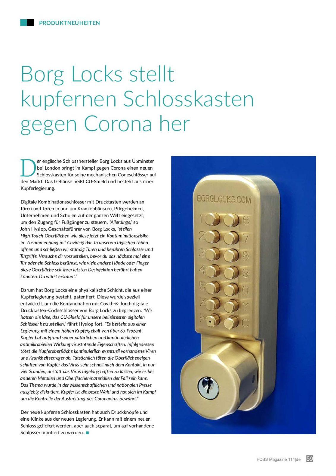 Borg Locks in the news - FOBS Magazine - Borg Locks